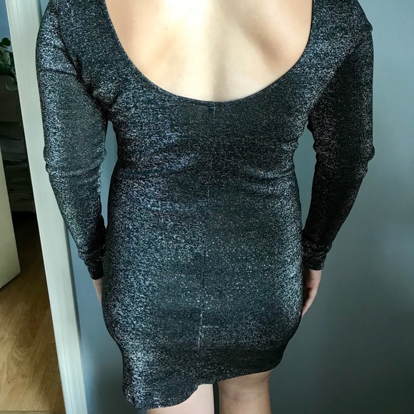 H&M | Dresses | Hm Black And Silver Glitter Bodycon Dress | Poshmark